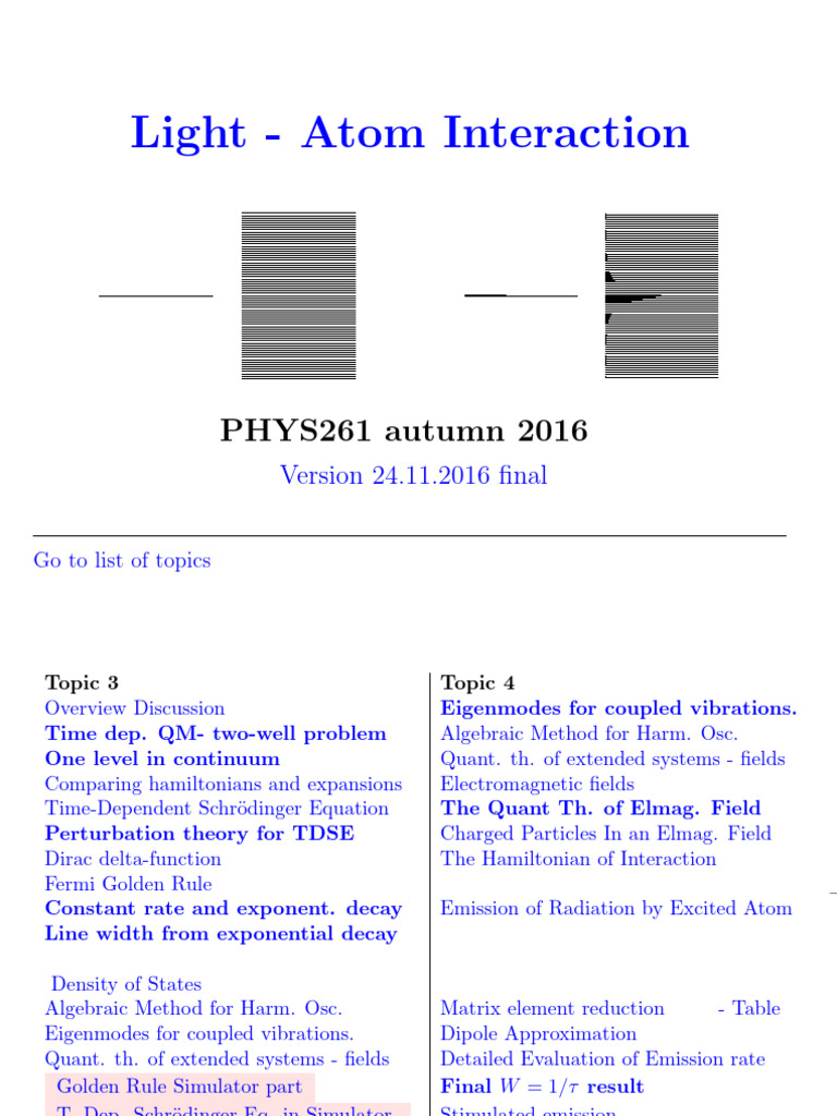 Light-Atom Interaction in Quantum Mechanics | PDF | Normal Mode ...
