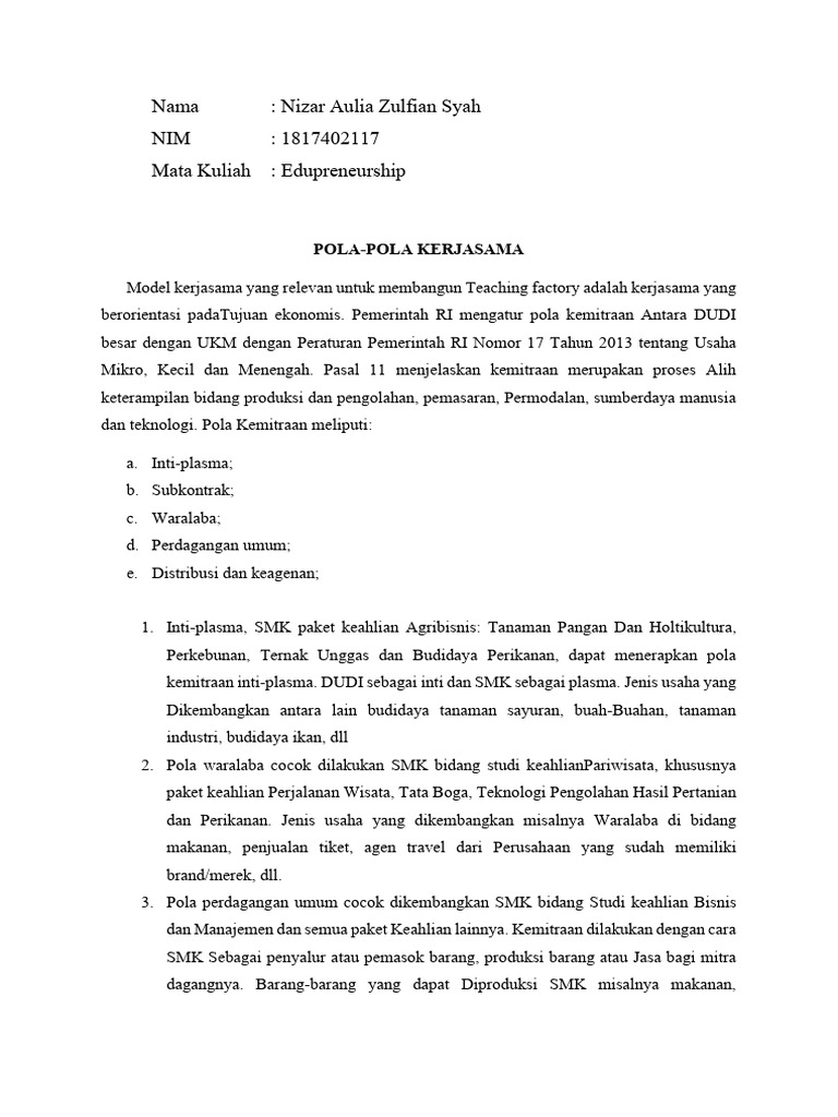 Pola Waralaba dalam Kemitraan SMK | PDF