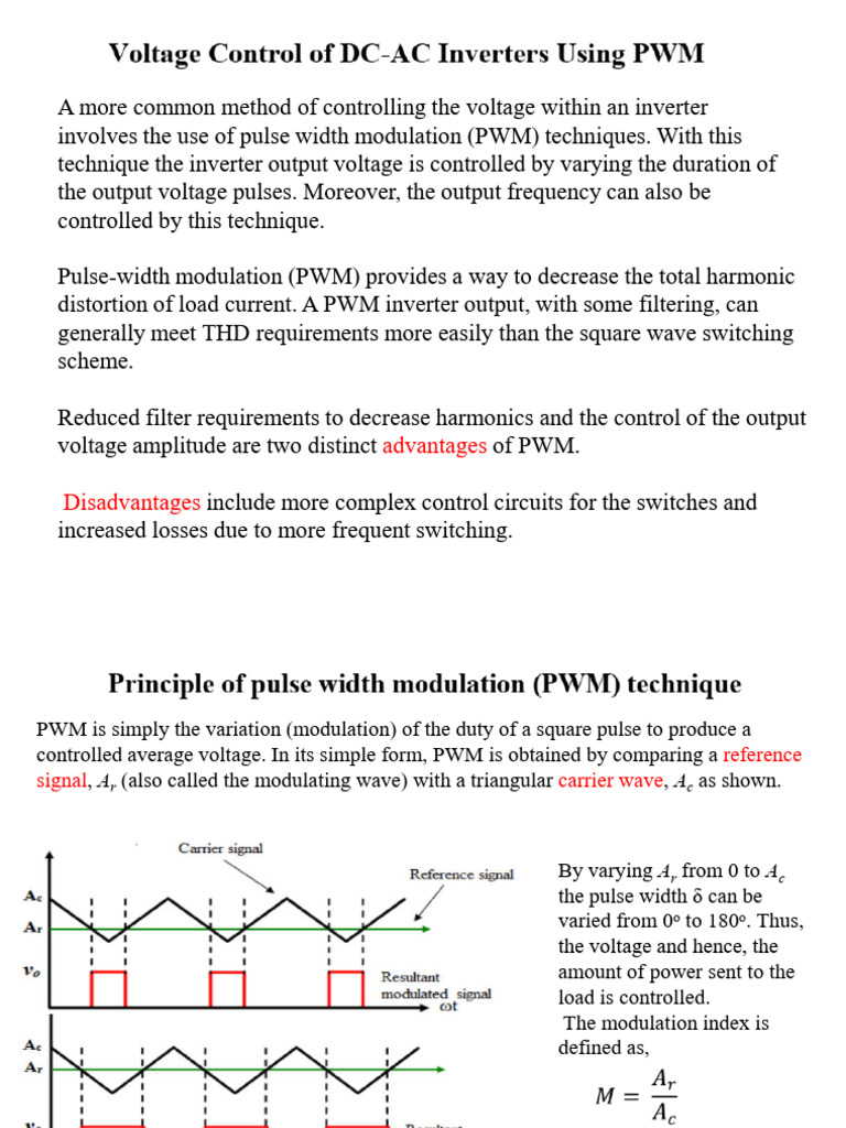 PWM Voltage Control Techniques for Inverters | PDF | Power Inverter ...