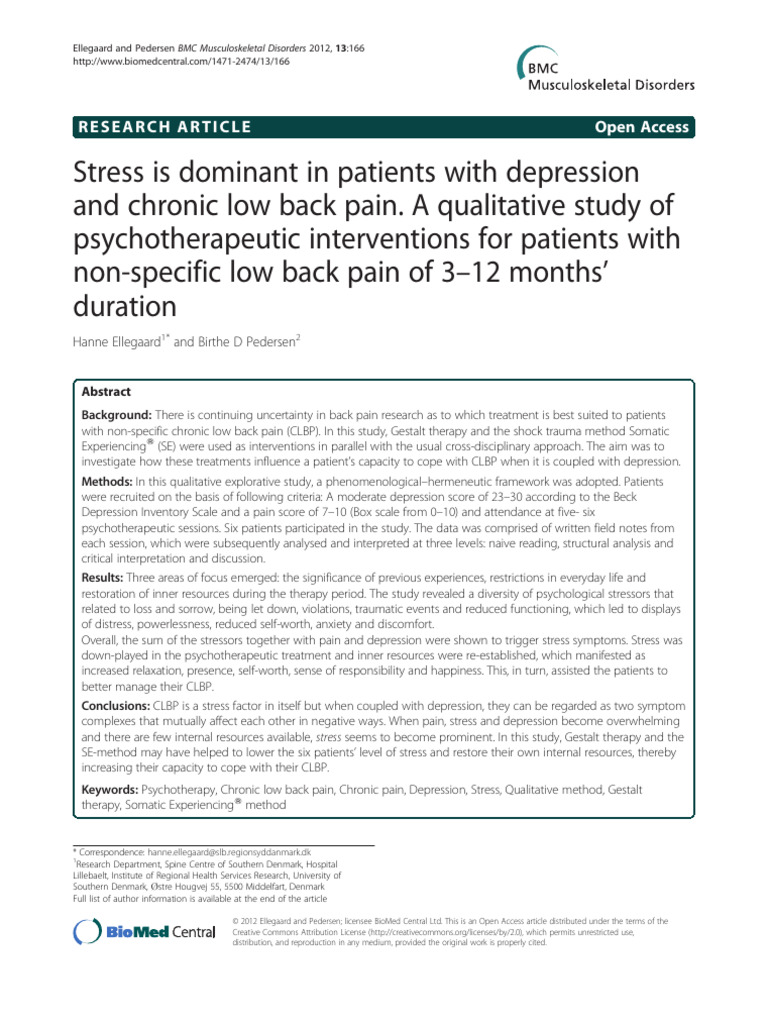 Coping with CLBP: Therapy and Stress | PDF | Psychotherapy | Major ...