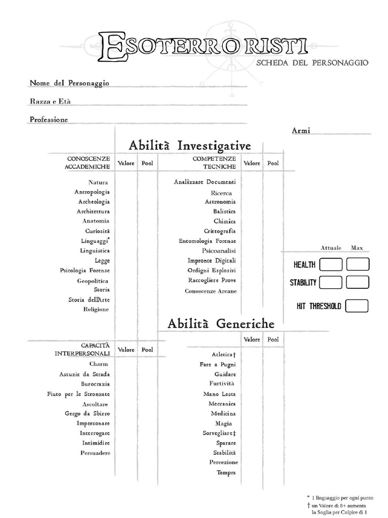 Scheda Esoterrorists | PDF