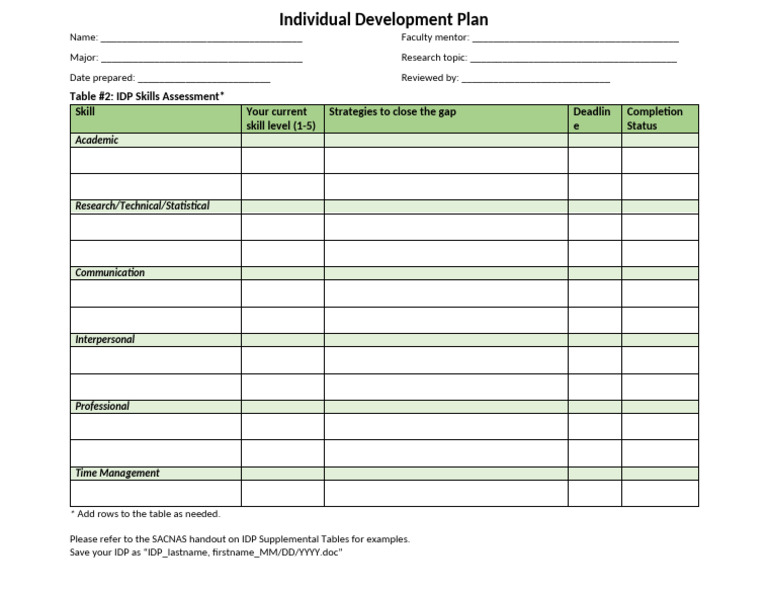 IDP Skills Assessment Overview | PDF