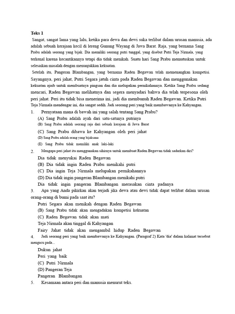 Contoh Soal Teks Naratif | PDF