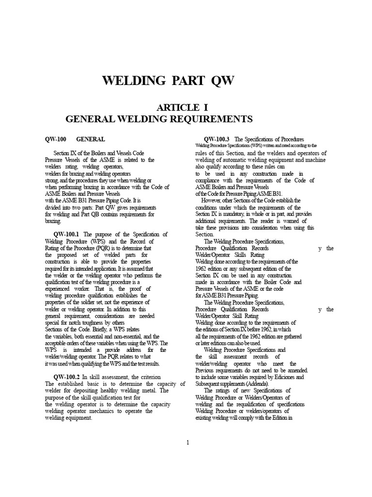 Norma ASME Section 9 Article 1 | PDF | Welding | Construction