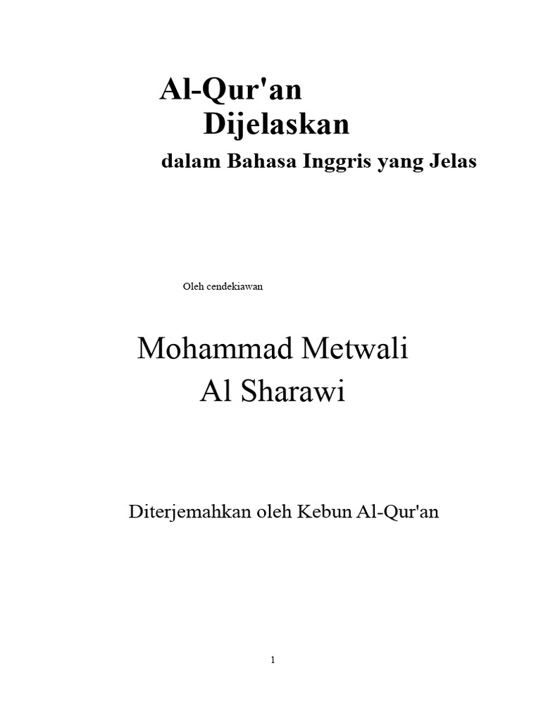 Al Quran Dijelaskan Oleh Al Sharawi Pendahuluan | PDF