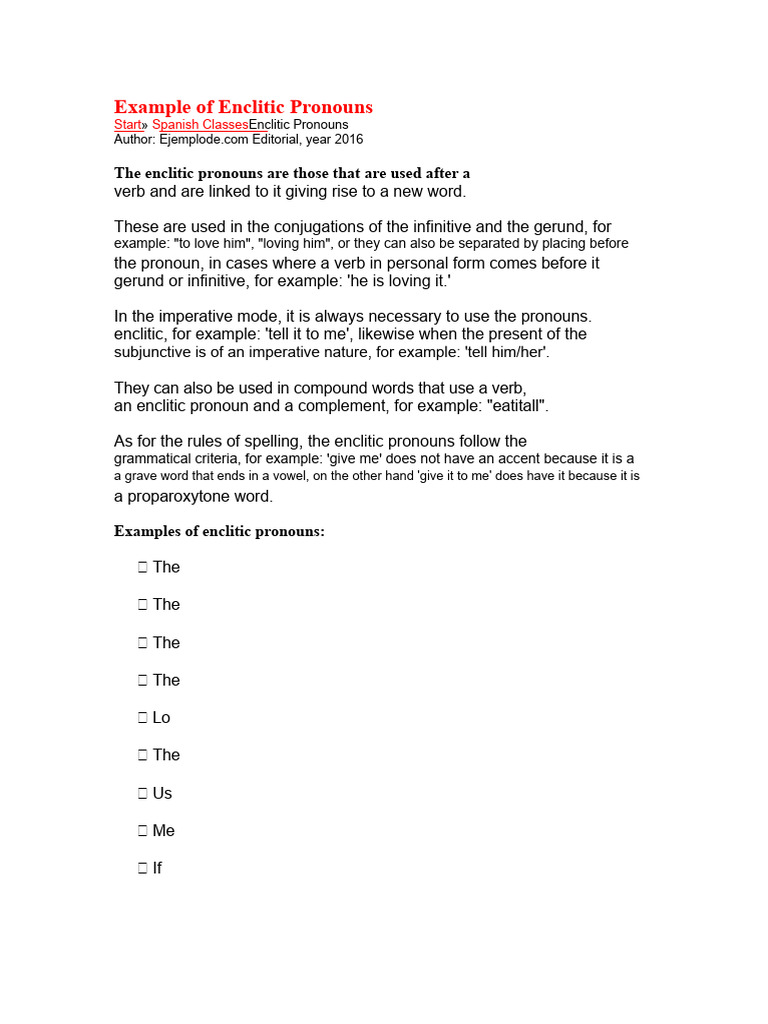 Example of Enclitic Pronouns | PDF