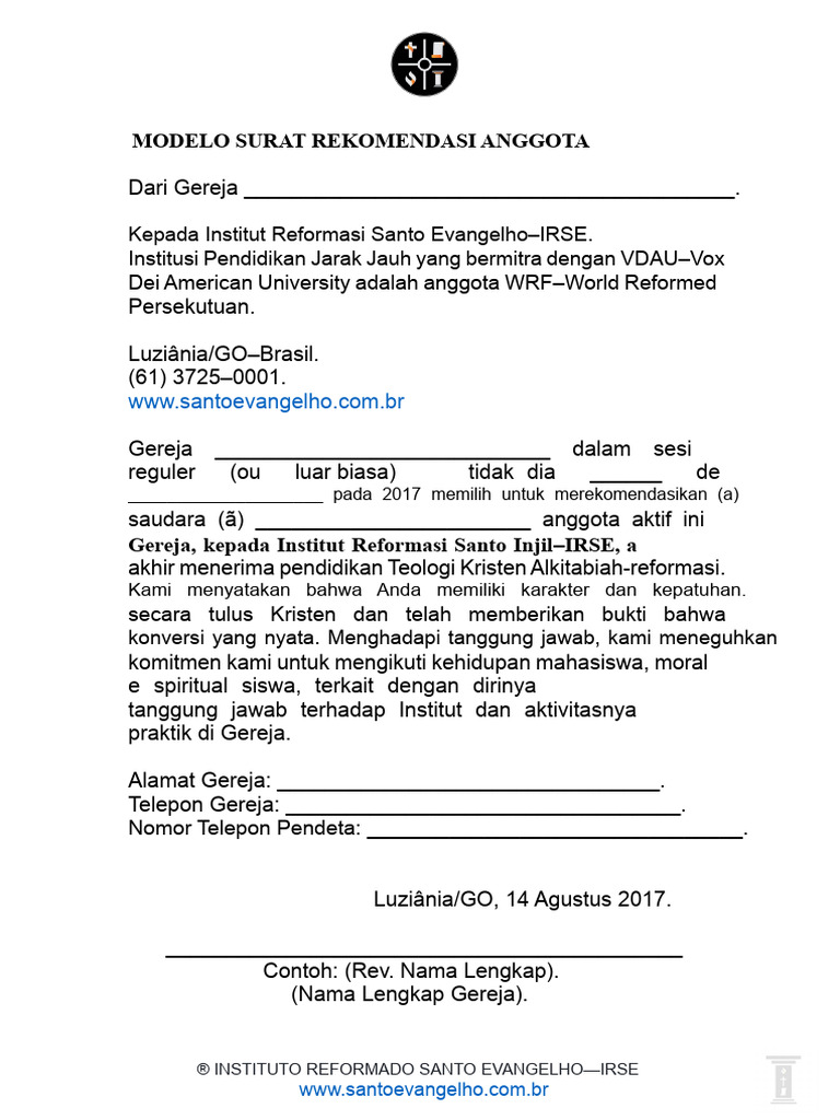 Model Surat Rekomendasi Anggota | PDF