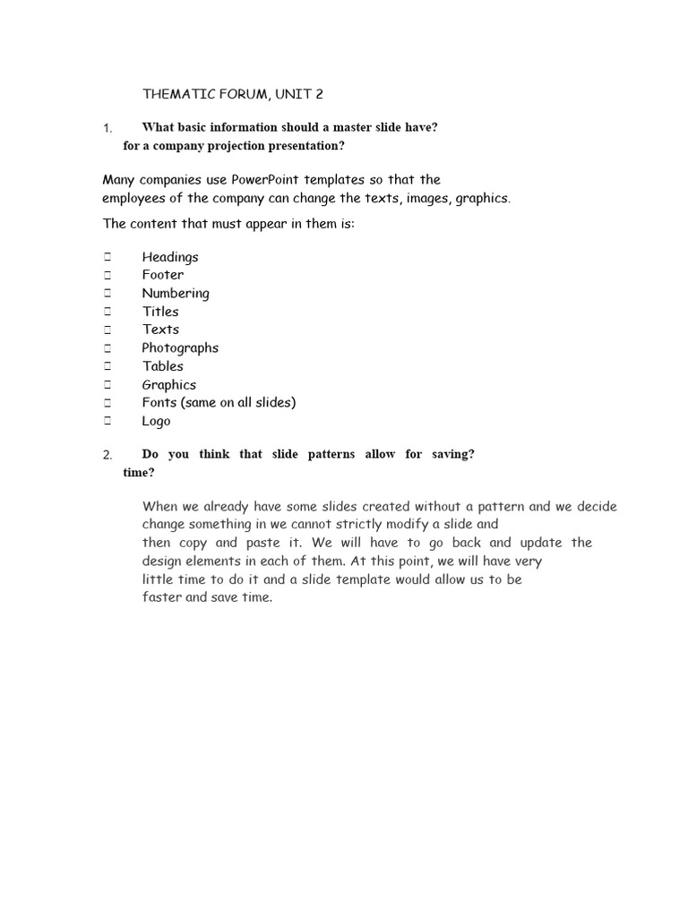 Thematic Forum Unit 2 Power Point | PDF