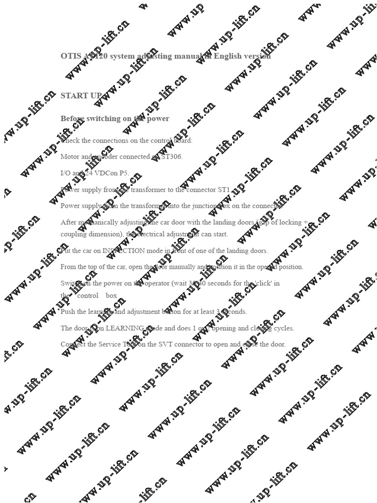 OTIS AT120 System Adjustment Guide | PDF