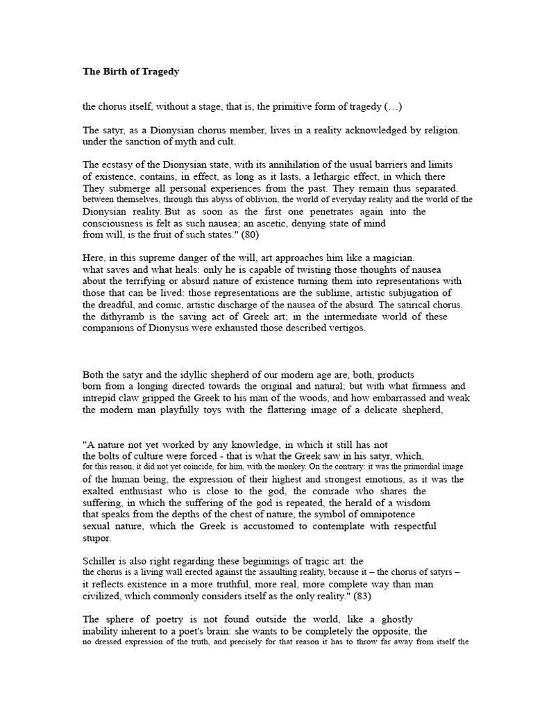 Quotes From Nietzsche, The Birth of Tragedy | PDF | Dionysus | Greek ...