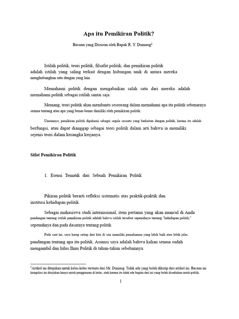 Memahami Pemikiran Politik dan Teorinya | PDF