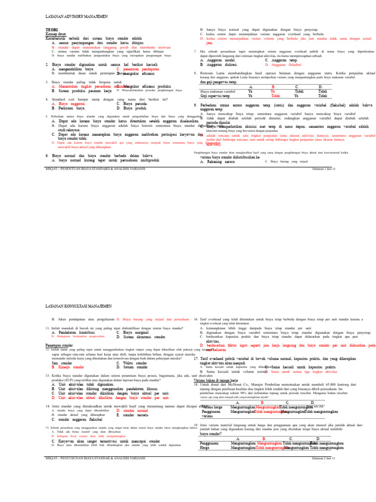 MSQ 03 Biaya Standar Dan Analisis Varians Bryl | PDF