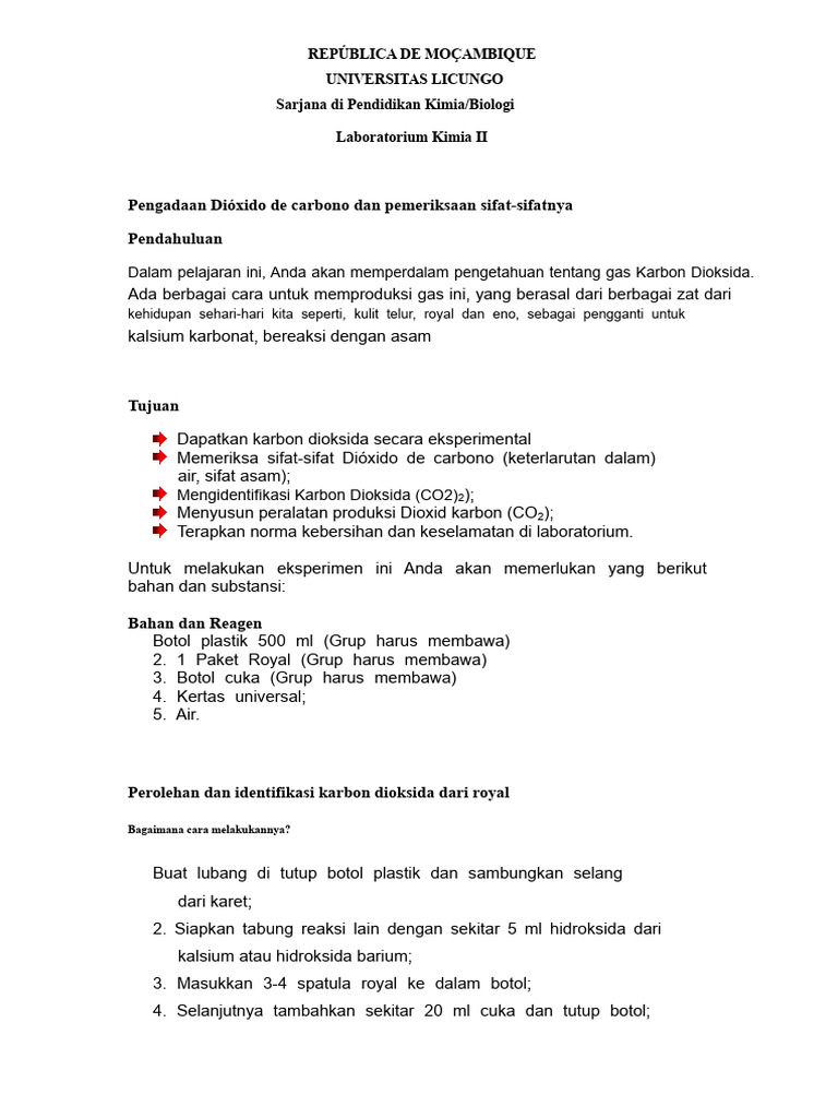 Eksperimen Karbon Dioksida di Laboratorium | PDF