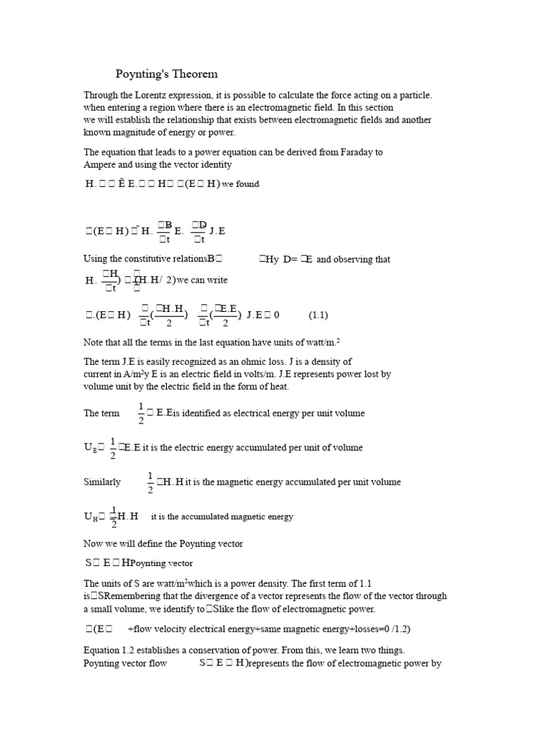 Poynting Theorem and Power Flow Analysis | PDF | Electromagnetic Field ...