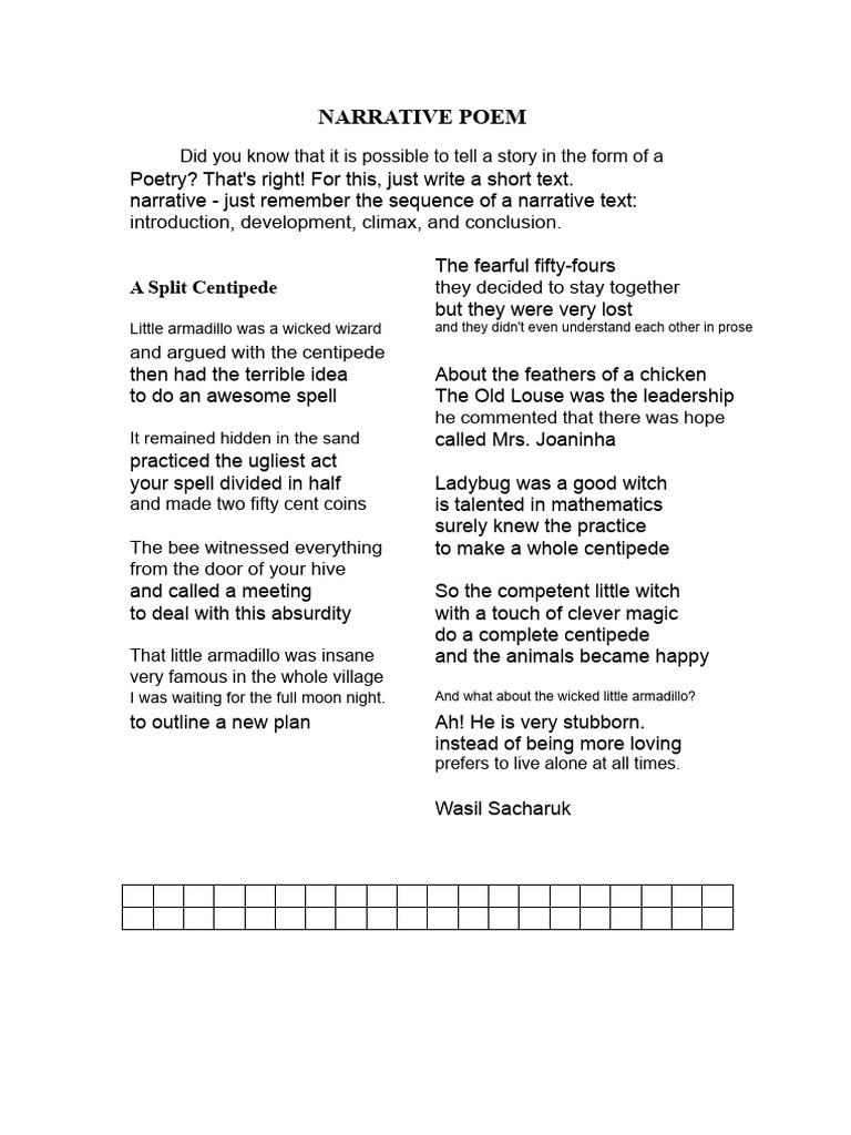 Narrative Poem: The Tale of the Centipede | PDF