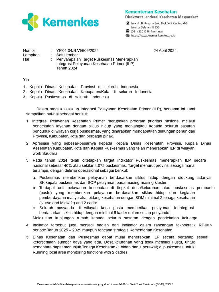 Surat Penyampaian Target ILP | PDF
