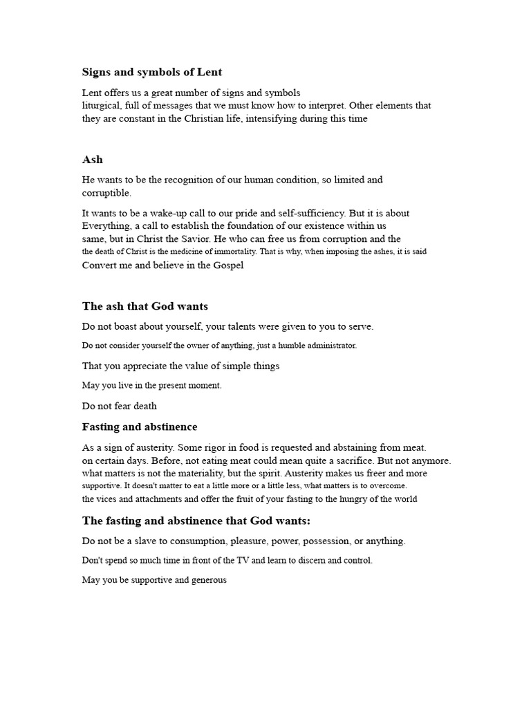 Signs and Symbols of Lent | PDF | Lent | Penance
