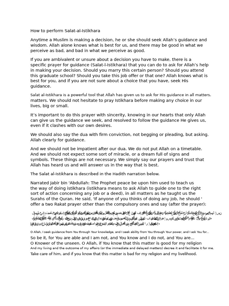 Performing Salat al-Istikhara Guide | PDF | Abrahamic Religions | Sharia