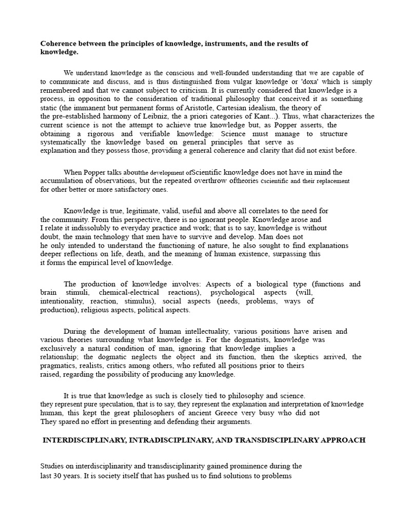 Coherence Between The Principles of Knowledge | PDF | Rationalism | Materialism