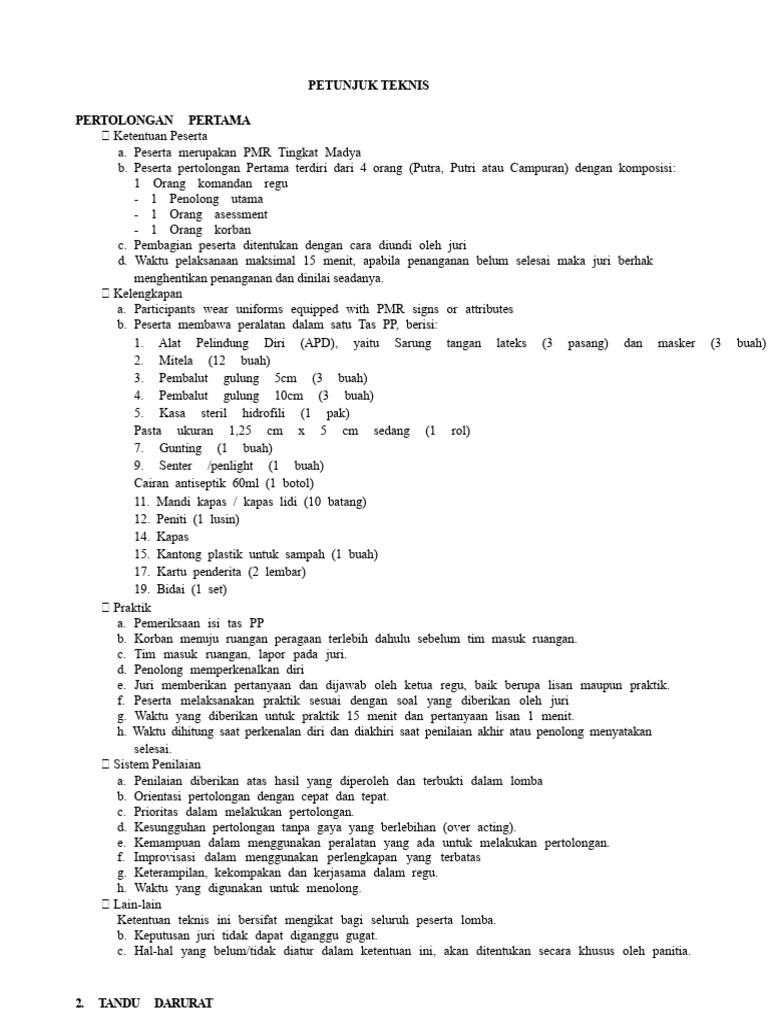Petunjuk Teknis Lomba PMR | PDF