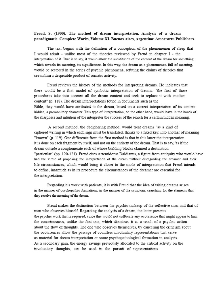 Freud, S. (1900) - The Method of Dream Interpretation. Analysis of A ...
