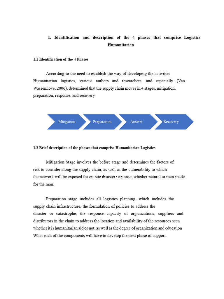 Four Phases of Humanitarian Logistics | PDF | Supply Chain | Logistics