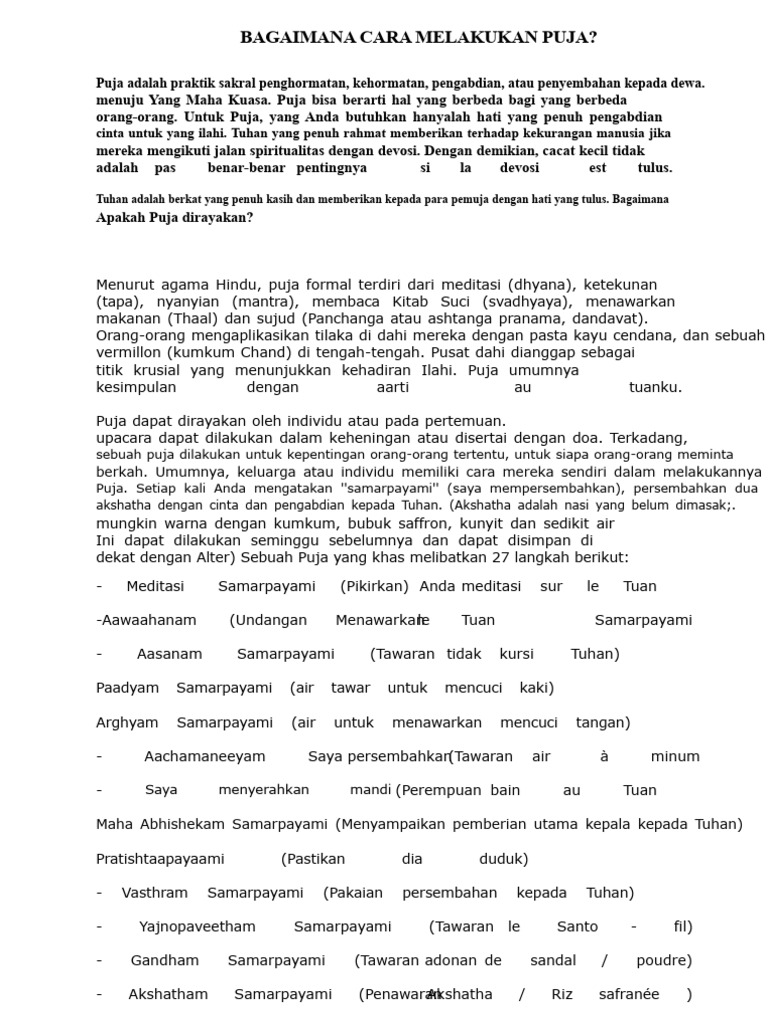 Cara Melakukan Pûja | PDF