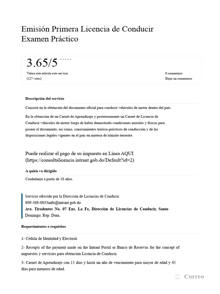 Instituto Nacional de Tránsito y Transporte Terrestre - INTRANT ...