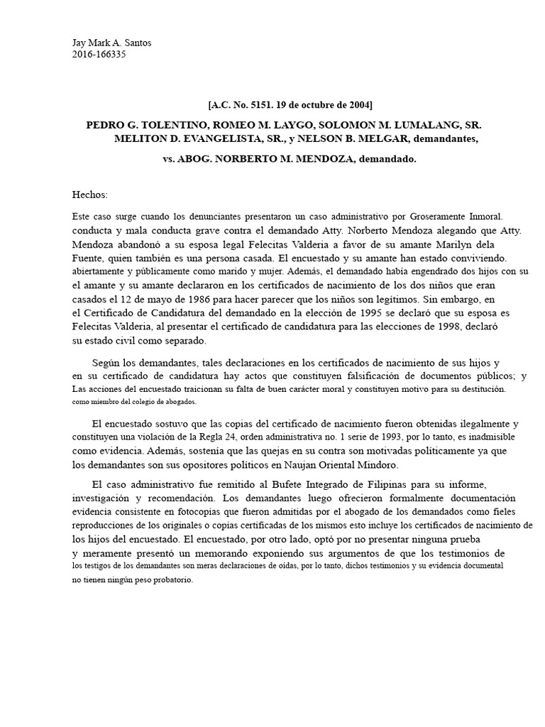 Santos Jay Mark - Documento de Resumen de Caso de Evidencia | PDF ...
