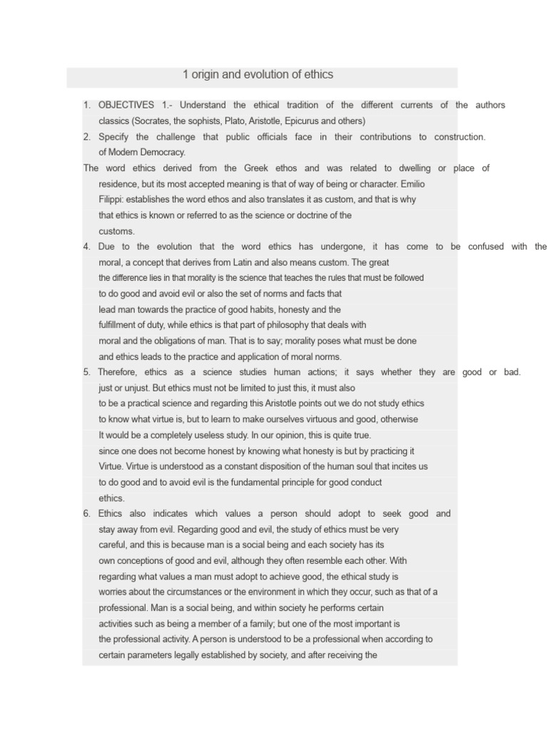 Origin and Evolution of Ethics | PDF | Ancient Greek Philosophy | Socrates