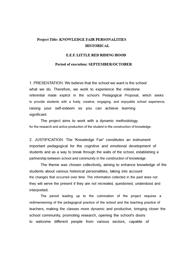 Knowledge Fair Project Overview | PDF | Knowledge | Teachers