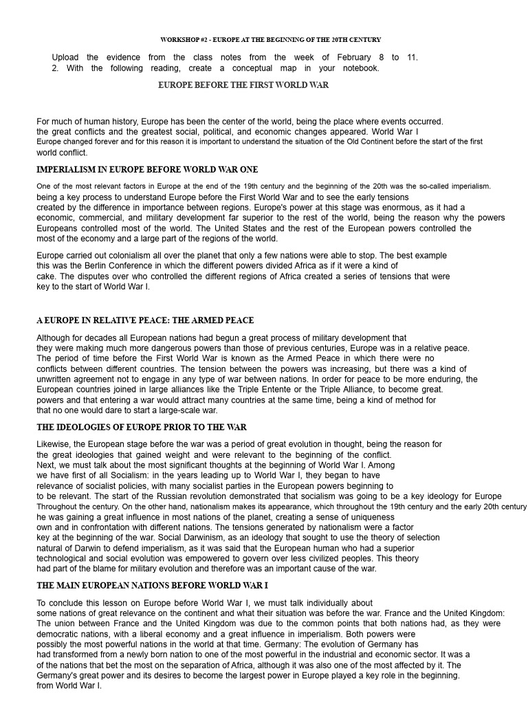 Workshop #2 - Reading Europe at The Beginning of The 20TH Century - G°9 ...