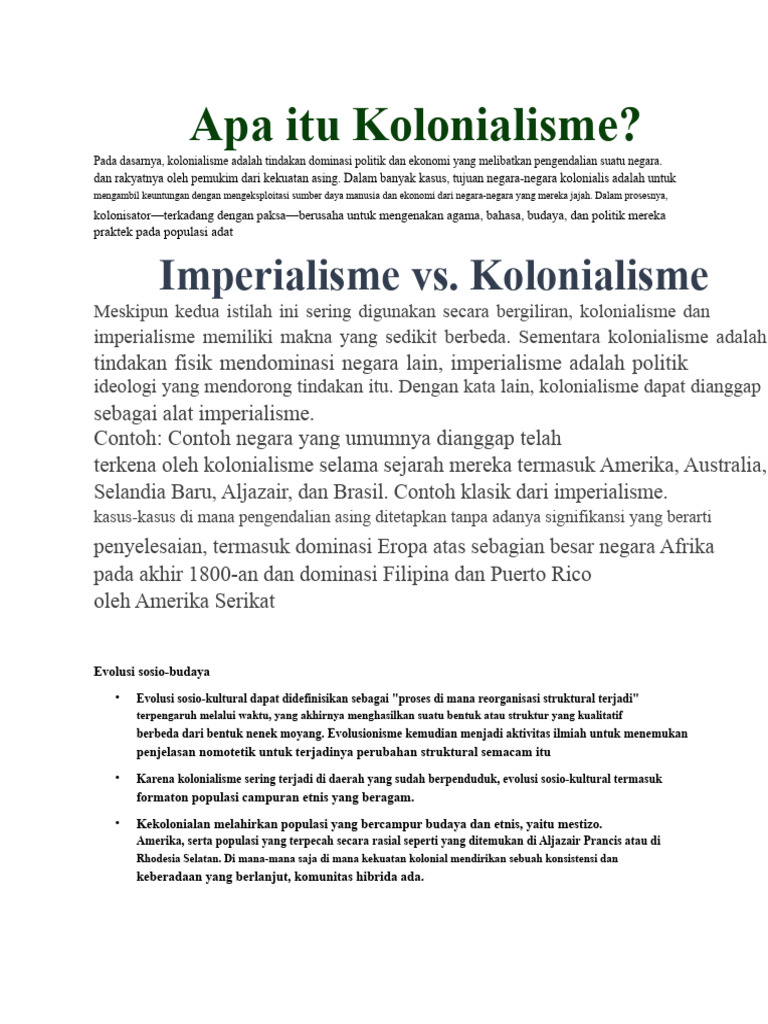 Apa Itu Kolonialisme | PDF