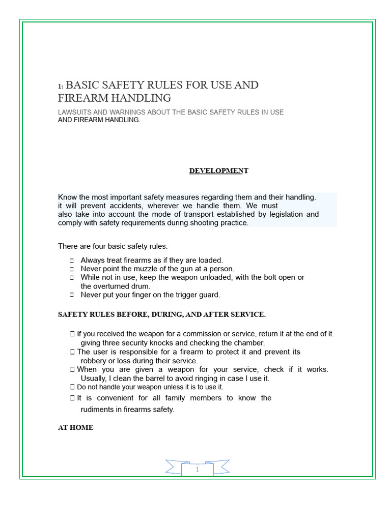 Basic Safety Rules For The Use and Handling of Firearms | PDF ...