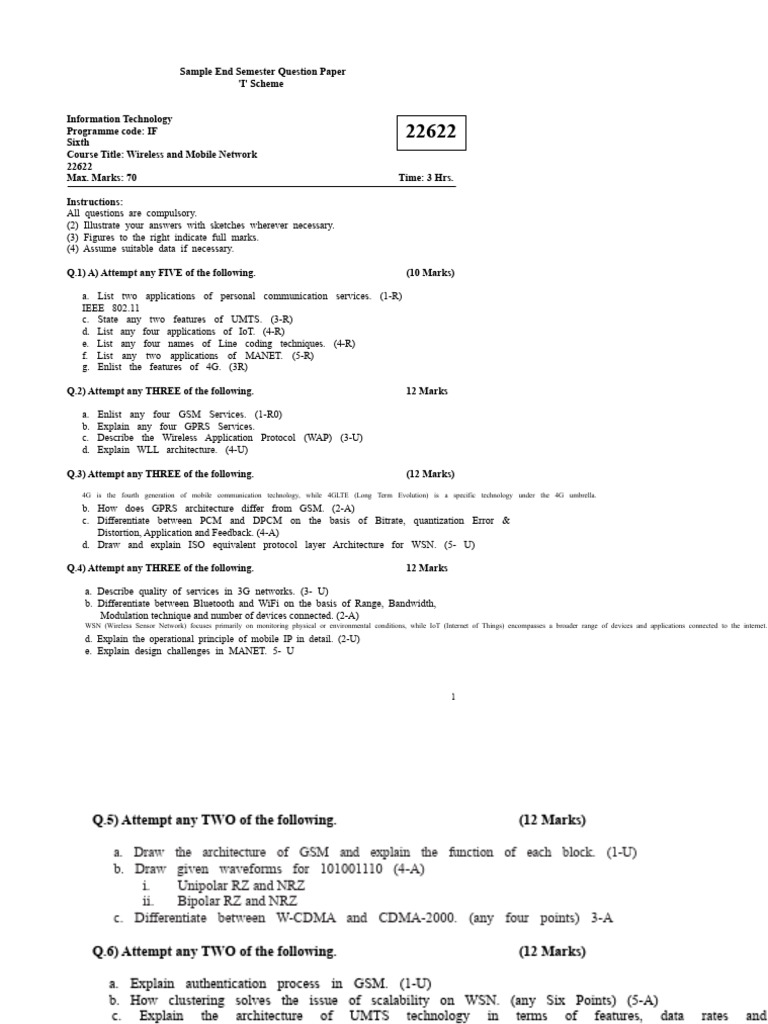 22622-Sample-Question-Paper (Msbte Study Resources) | PDF | Computer Network | Data Transmission