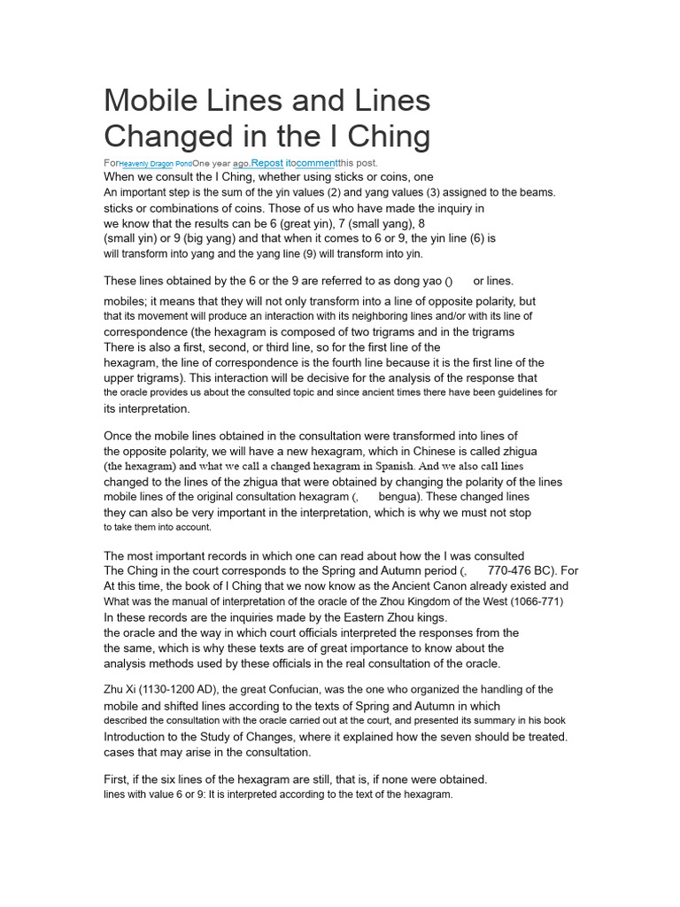Understanding I Ching Changing Lines | PDF | Chinese Literature ...