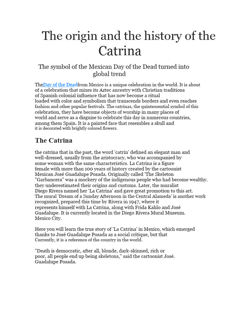 The Origin and The History of La Catrina | PDF | Mexico
