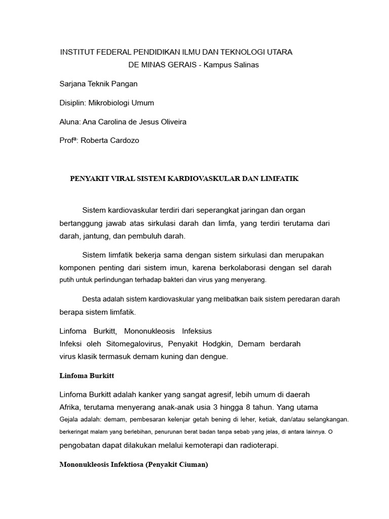 Ringkasan (Penyakit Virus Pada Sistem Kardiovaskular Dan Limfatik) | PDF