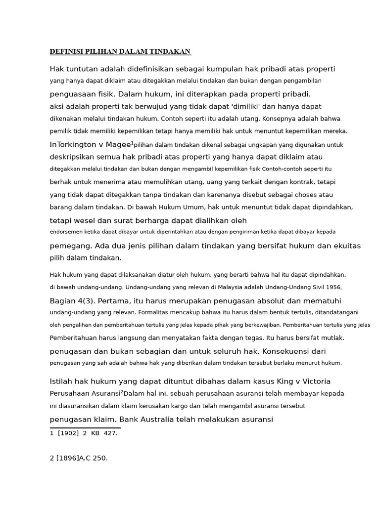 Definisi "Chose in Action" | PDF