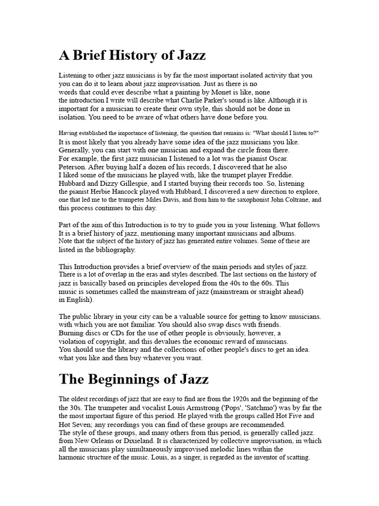 Overview of Jazz History and Styles | PDF | Interval (Music) | Jazz