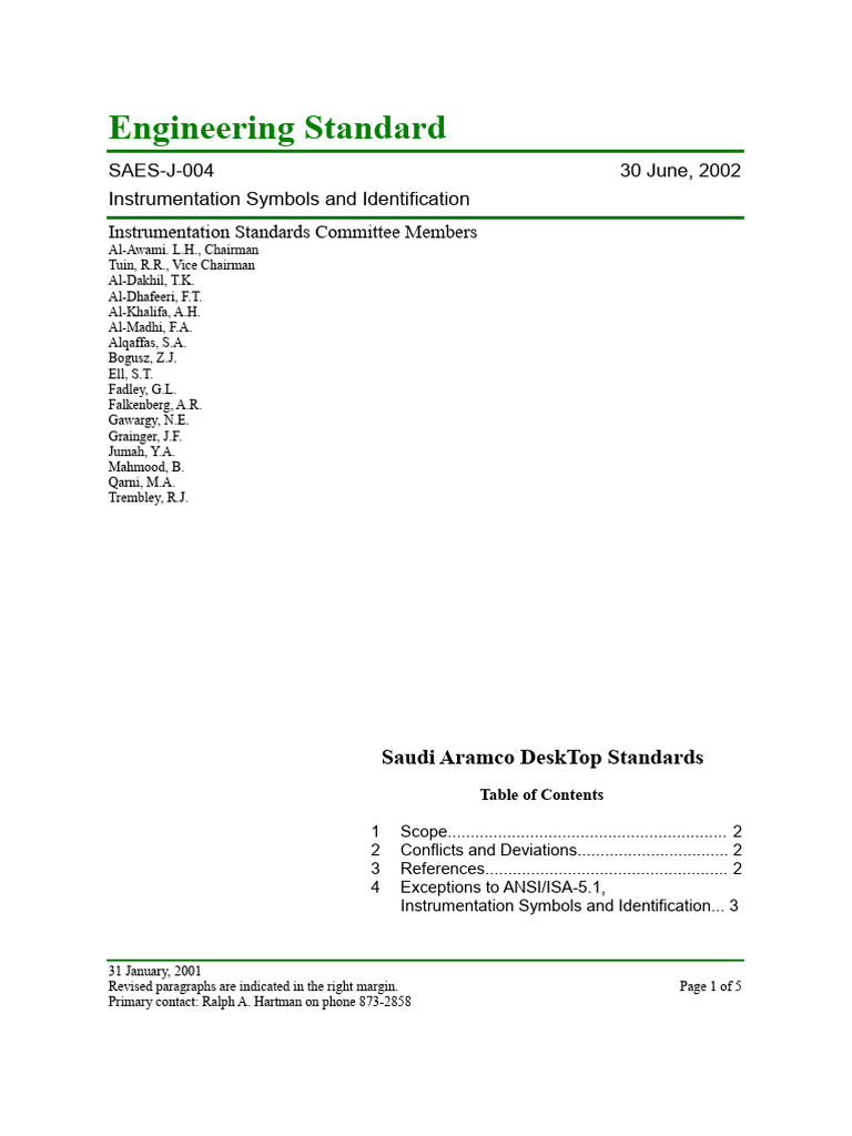 Aramco SAES-J-004 (Instrument Symbols & Identification) | PDF ...