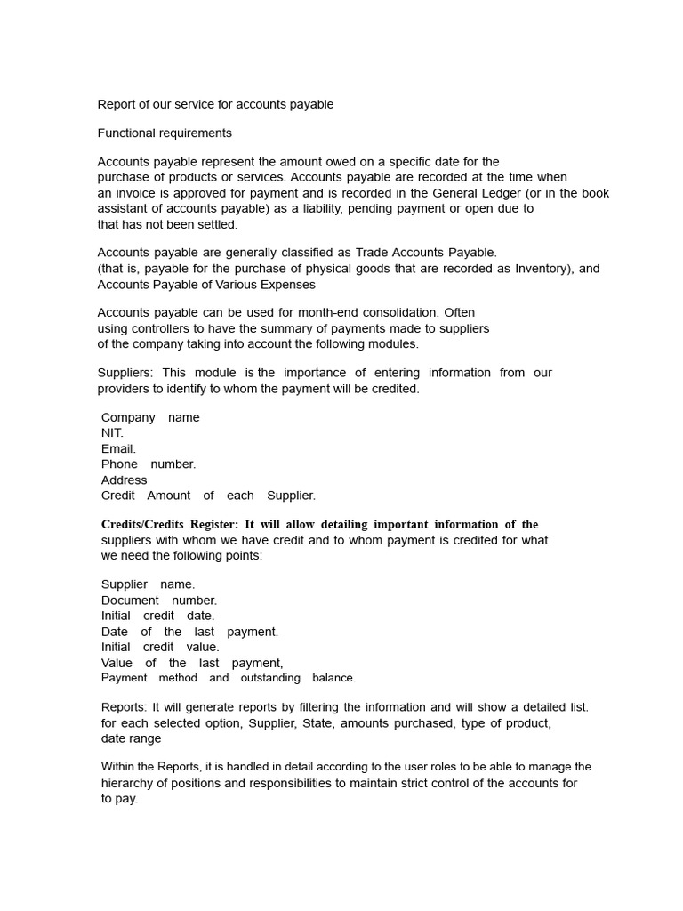 Accounts Payable Report | PDF | Accounts Payable | Debits And Credits