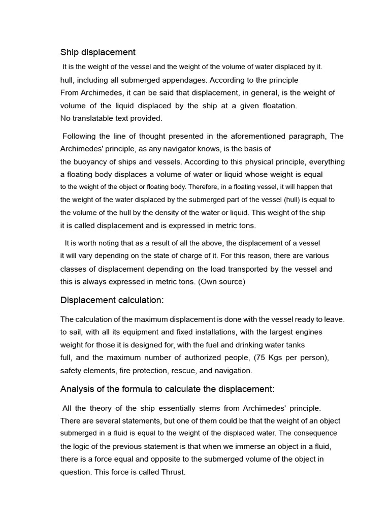 Understanding Ship Displacement Basics | PDF | Buoyancy | Ships
