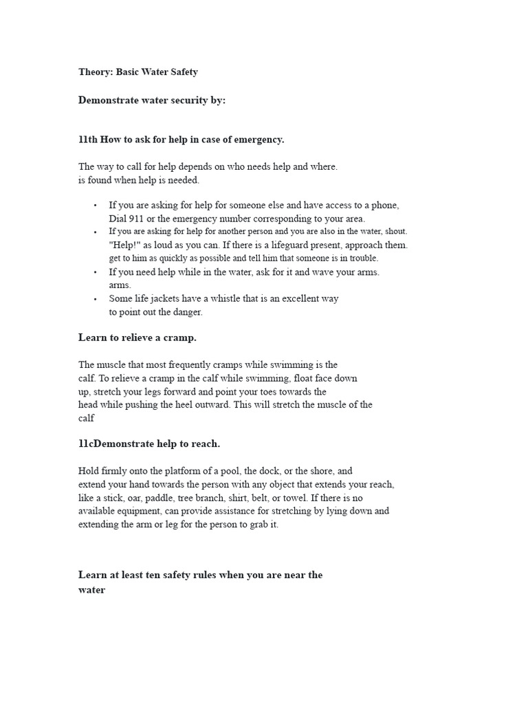 Basic Water Safety Theory | PDF