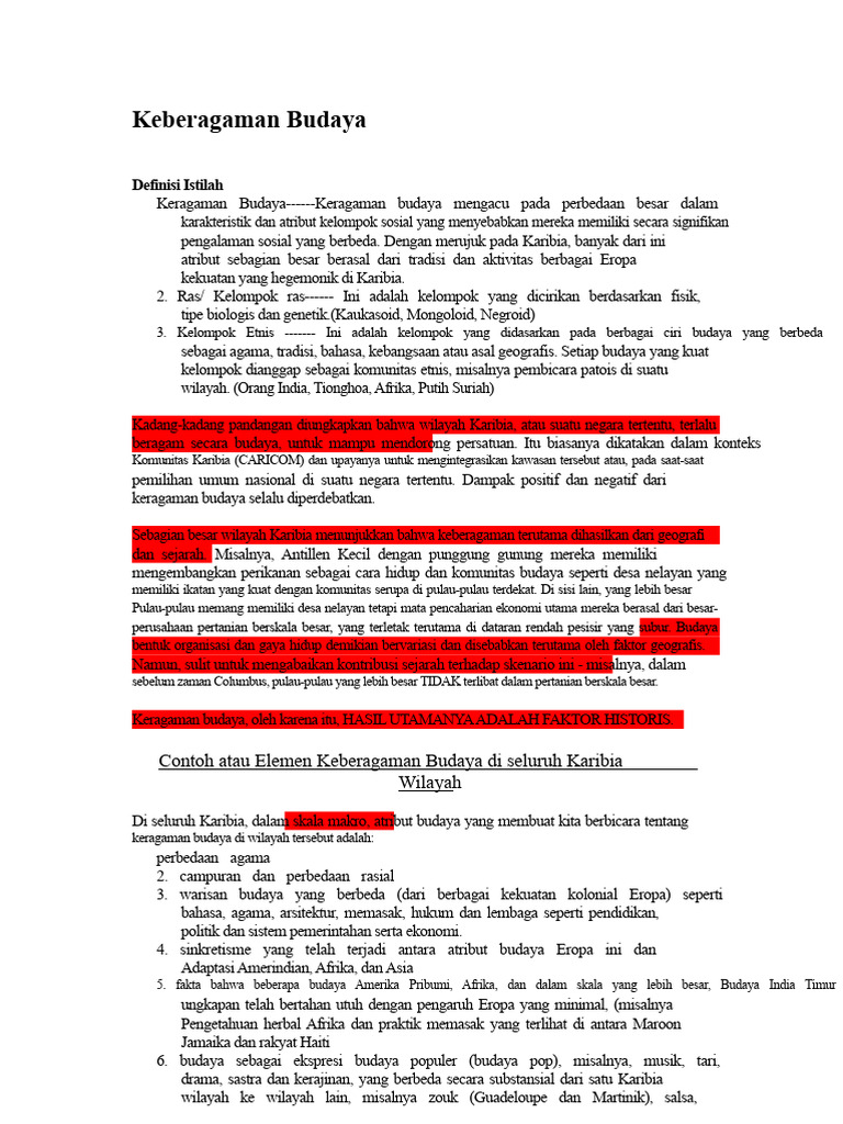 Keberagaman Budaya di Karibia | PDF