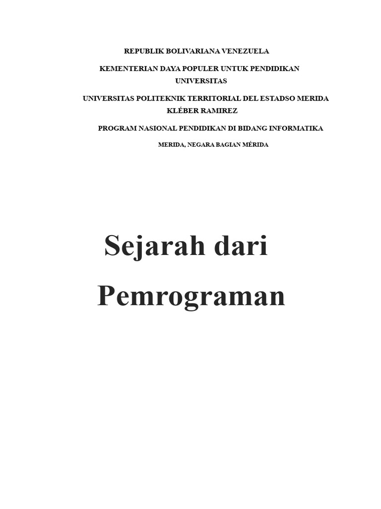 Sejarah Pemrograman: Dari Awal hingga Kini | PDF