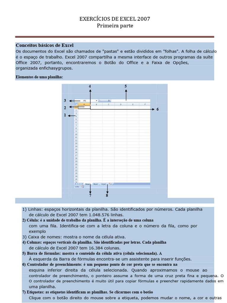Exercícios Práticos de Excel 2007 | PDF | Microsoft Excel | Botão Ctrl