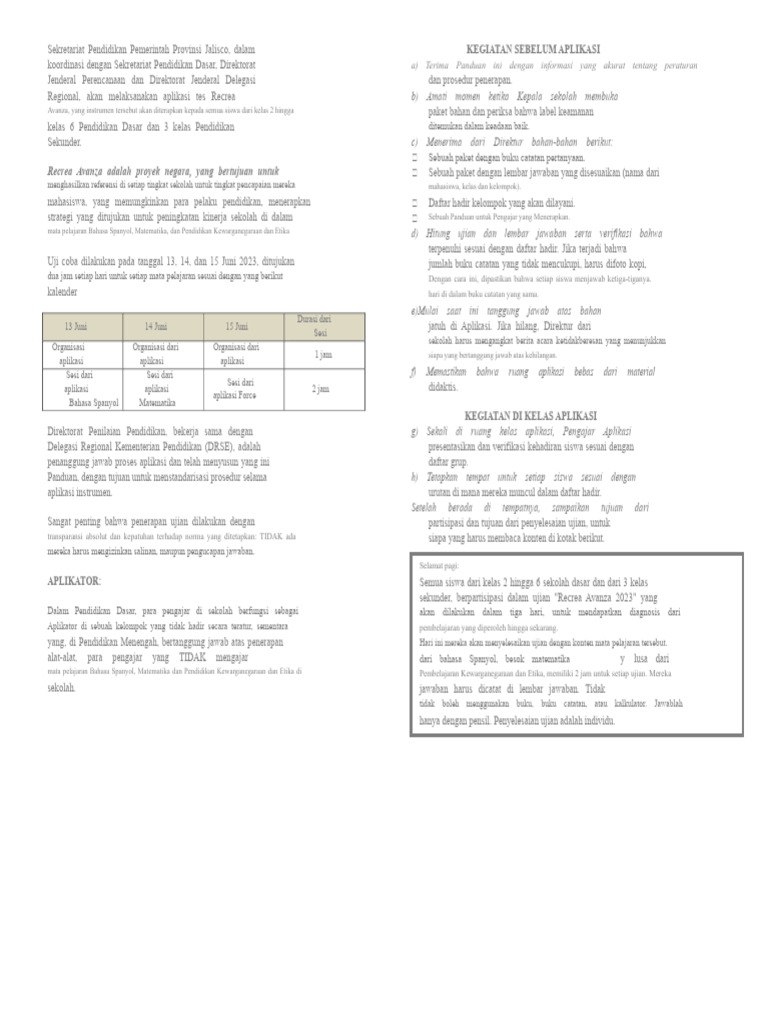 Panduan Untuk Guru Penerap Recrea Avanza 2023 | PDF
