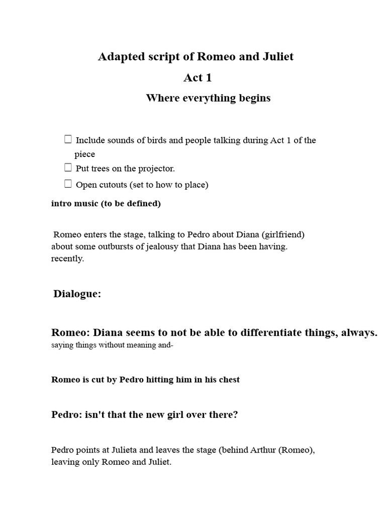 Romeo and Juliet Script Adapted For Modern Times | PDF | Romeo And Juliet