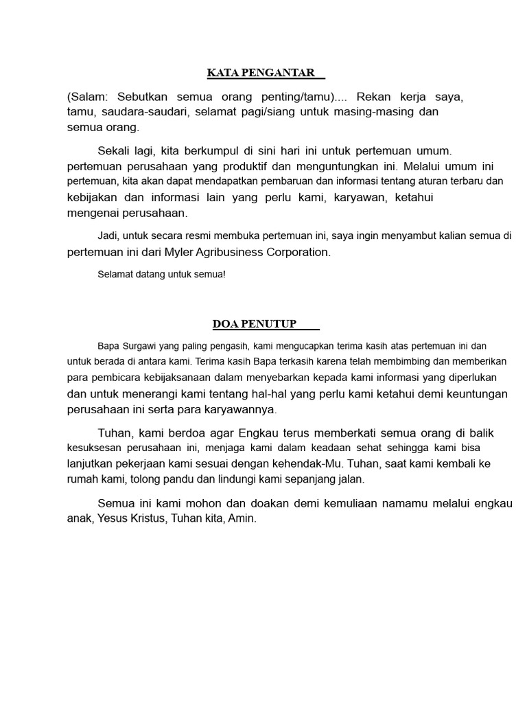 Pertemuan Umum Myler Agribusiness | PDF